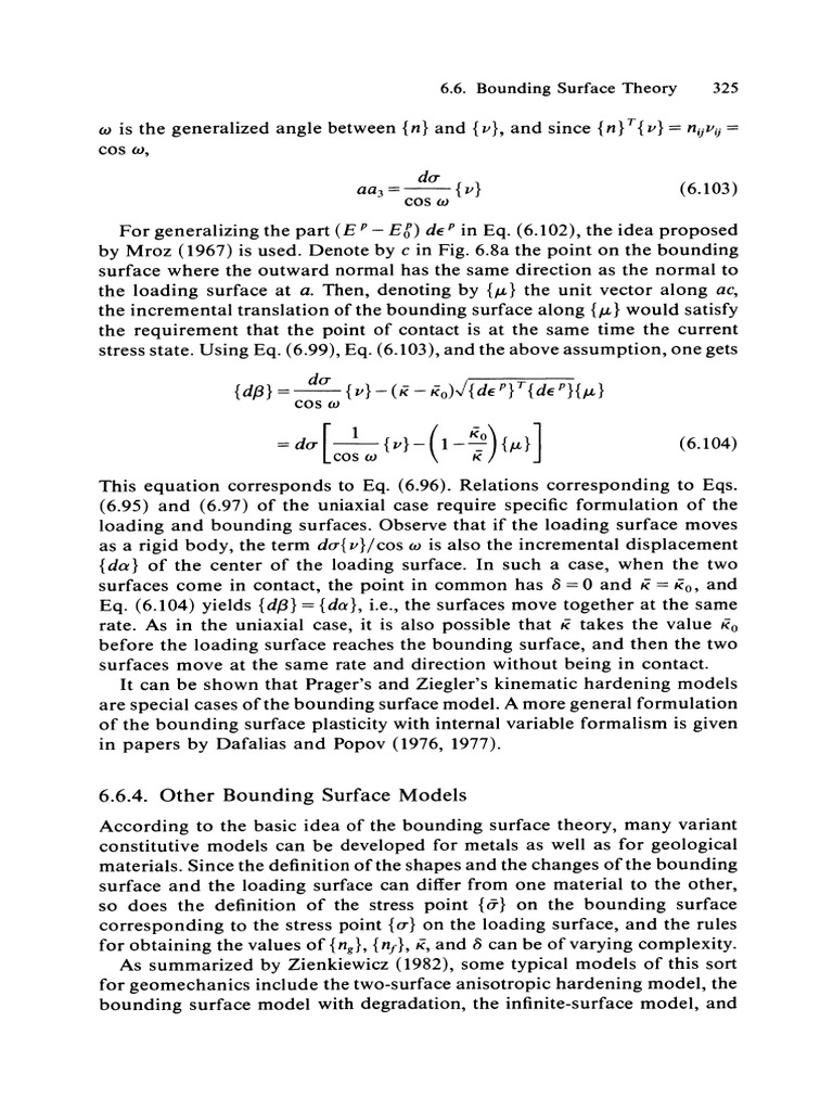 (V) - (1 - 0) (JL) J: 6.6. Bounding Surface Theory 325 | PDF | Plasticity (Physics) | Chemical ...