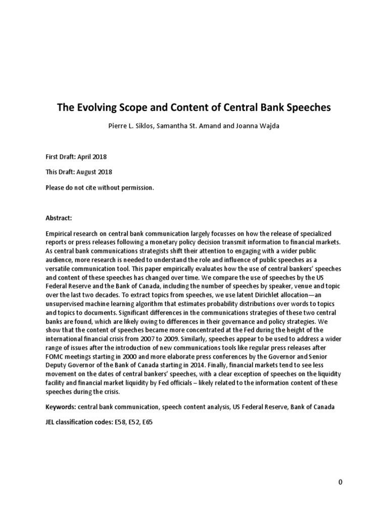 An Analysis of the Evolving Scope and Content of Central Bank Speeches ...