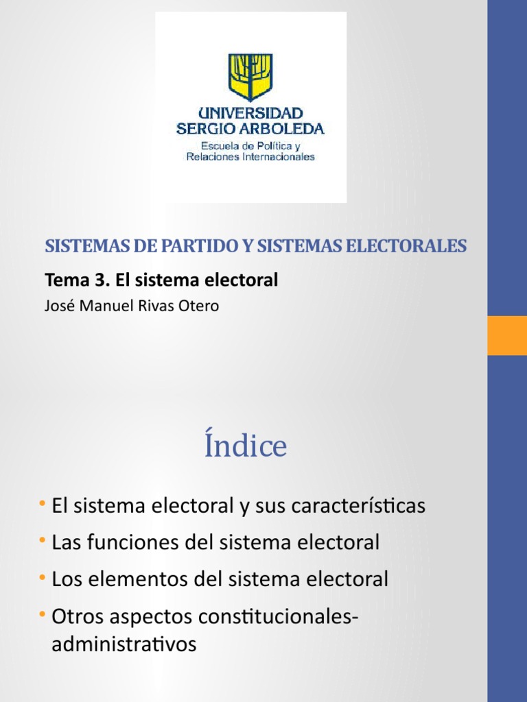 Tema 3 Sistemas de Partidos y Sistemas Electorales | PDF | Elecciones ...