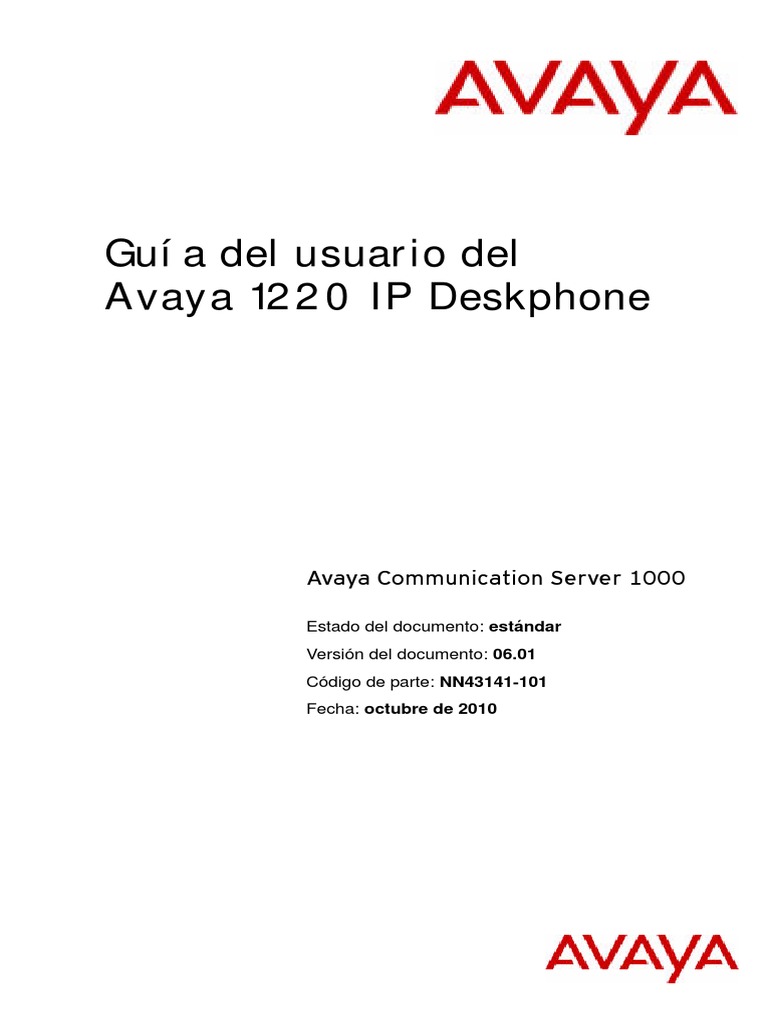 Guía Del Usuario Del Avaya 1220 IP Deskphone PDF | PDF | Derechos de ...