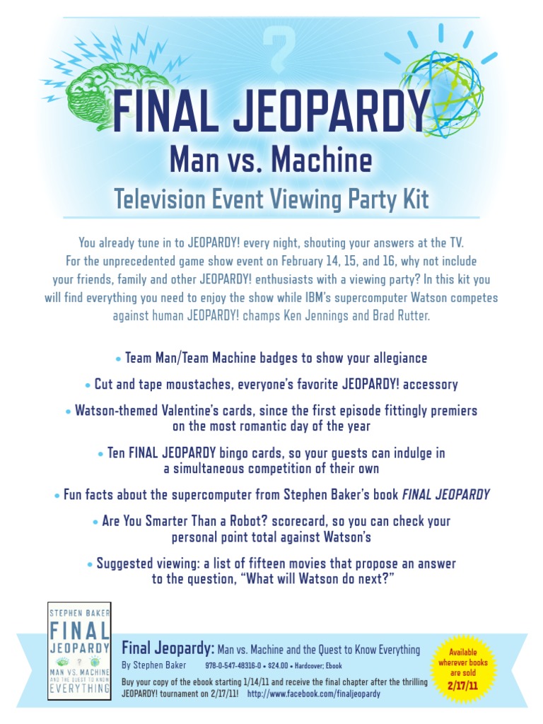 Final Jeopardy Party Kit: Cover | PDF