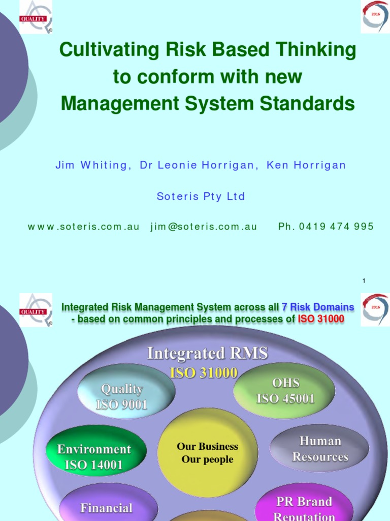 Quality Risk Management - Risk Based Thinking For ISO9001-R | PDF ...
