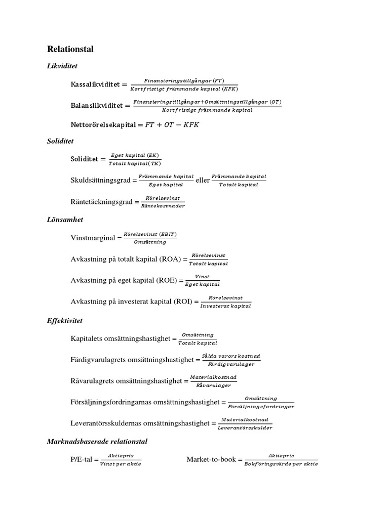 Formler För Finansiering PDF | PDF