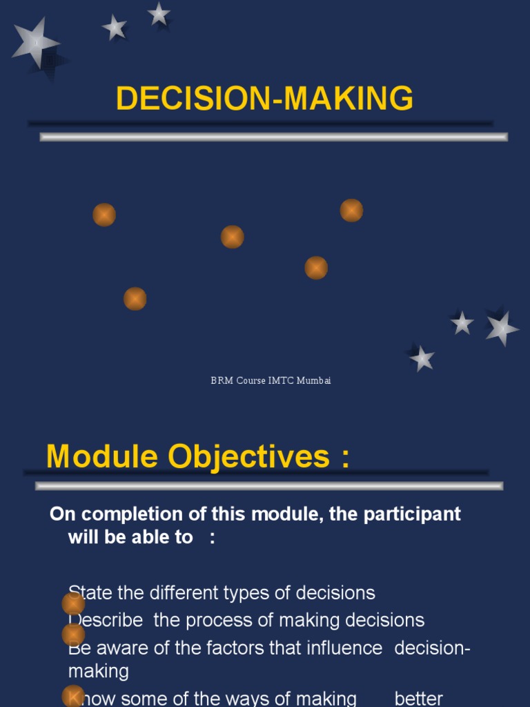 Decision-Making: BRM Course IMTC Mumbai | PDF | Ignorance | Decision Making