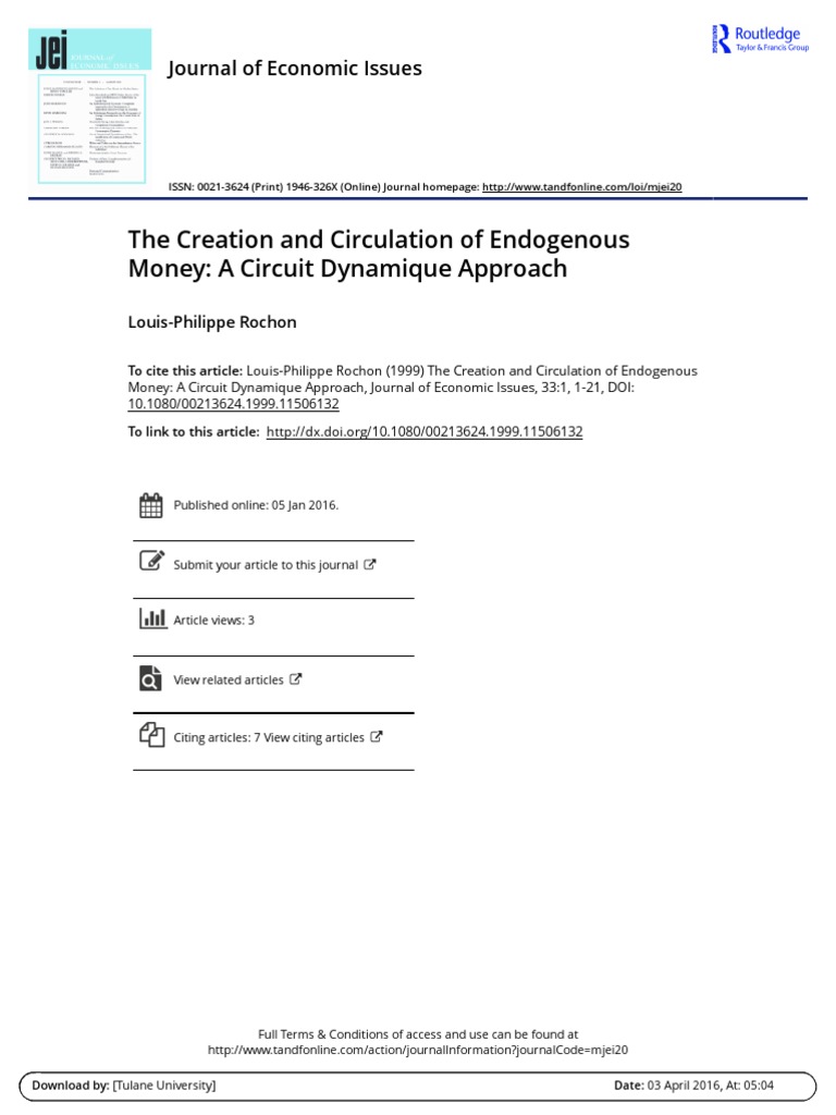 The Creation and Circulation of Endogenous Money: A Circuit Dynamique ...