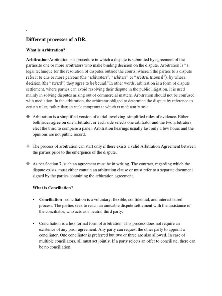 ADR Processes | PDF | Mediation | Alternative Dispute Resolution