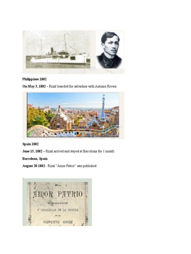 Philippines 1882 On May 3, 1882 - Rizal Boarded The Salvadora With ...