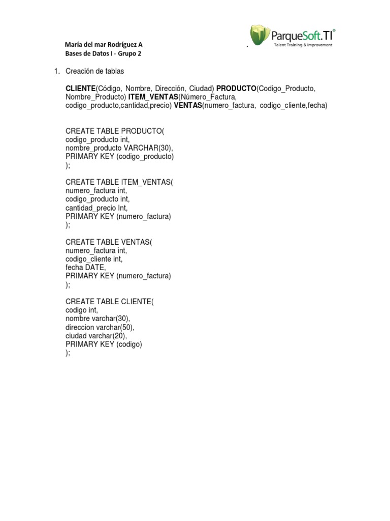 Bases de Datos I - SQL PDF | PDF | Datos de computadora | SQL