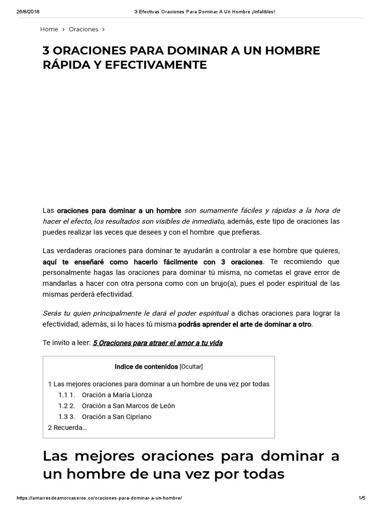 3 Efectivas Oraciones Para Dominar A Un Hombre ¡Infalibles! | PDF | Oración | Bautismo