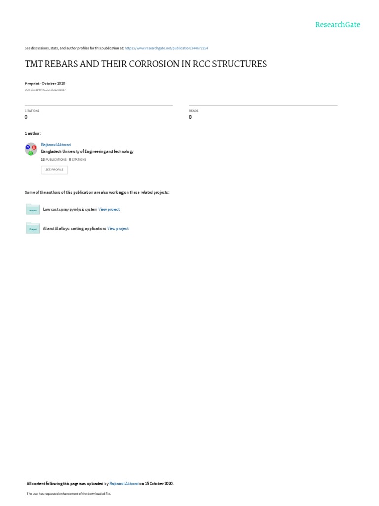 Corrosion in TMT Rebar - Report | PDF | Corrosion | Beam (Structure)