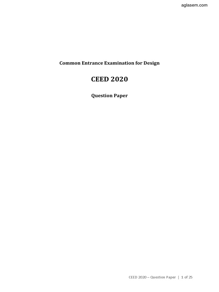CEED 2020 Question Paper PDF | PDF | Drawing | Multiple Choice