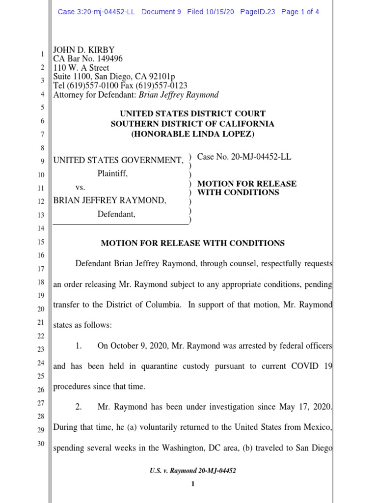 Raymond Defense Bail Motion PDF | PDF | Surgery | Cancer