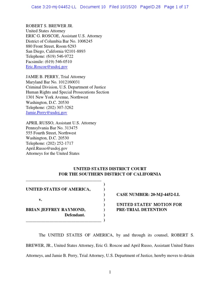 USA Motion To Detain PDF | PDF | Bail | Justice