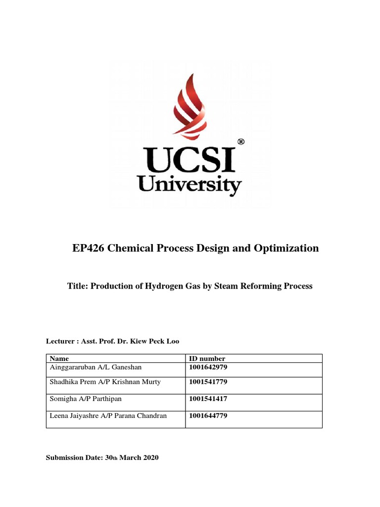 Production of Hydrogen Gas by Steam Reforming Process | PDF | Hydrogen ...