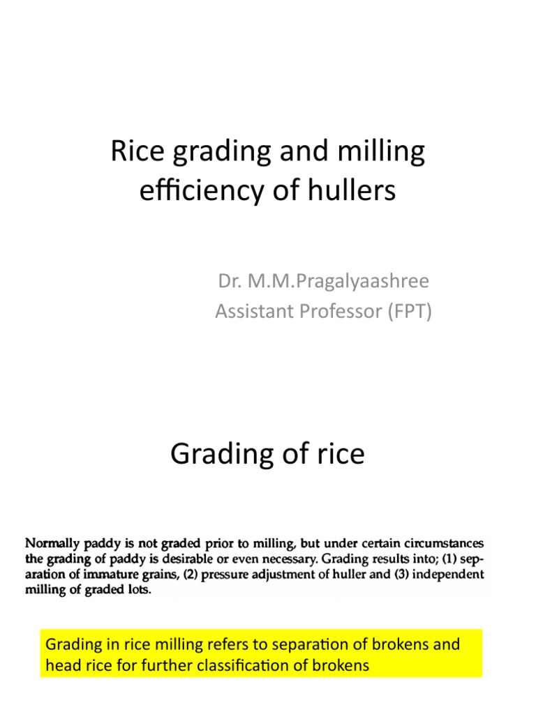 Rice Grading and Milling Efficiency | PDF