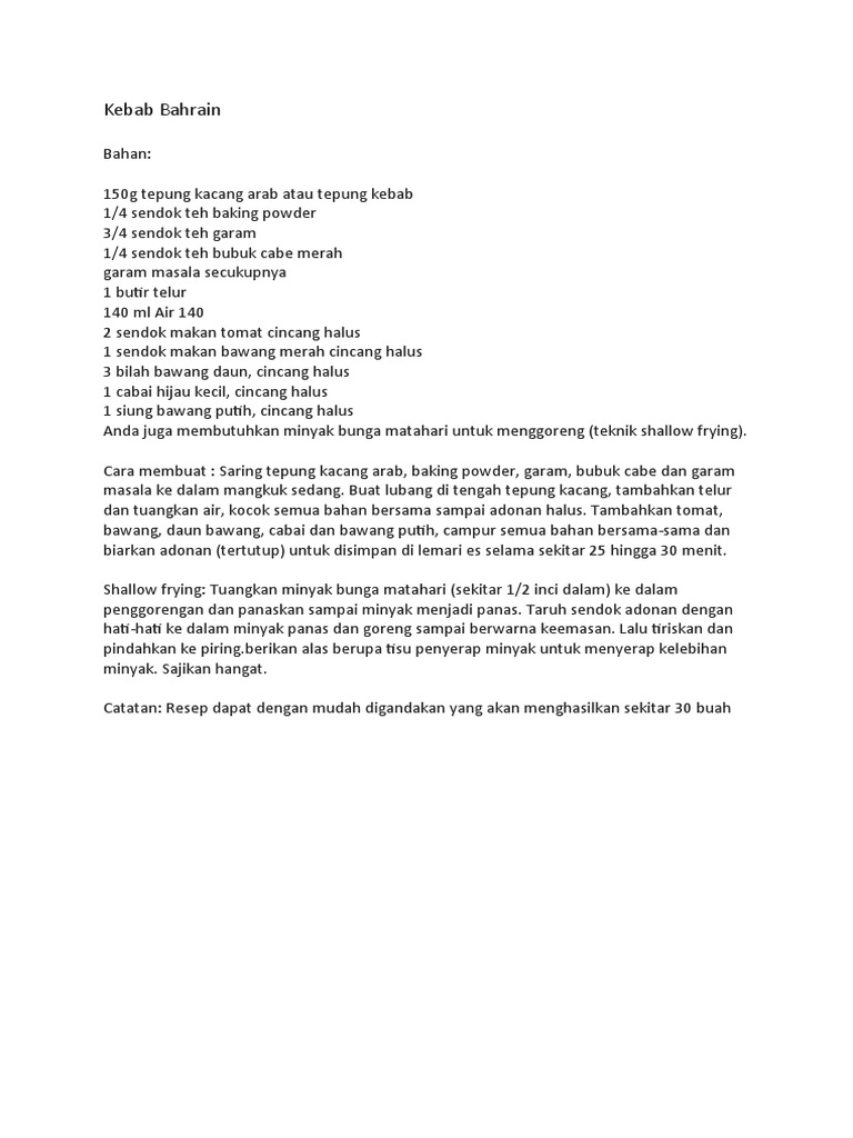 Kebab Bahrain Tradisional | PDF