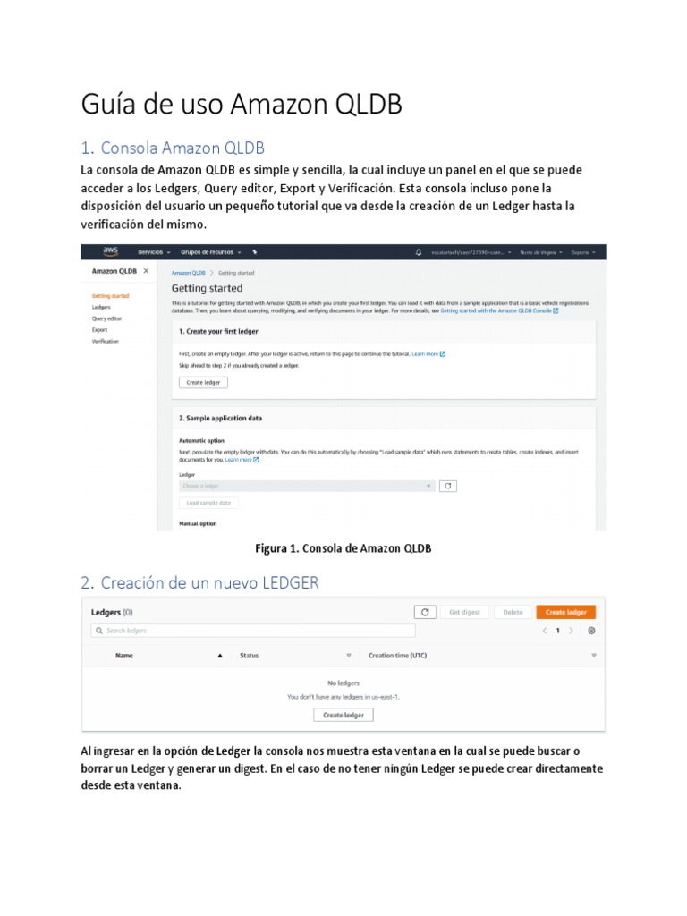 Guía de Uso Amazon QLDB | PDF | SQL | Informática