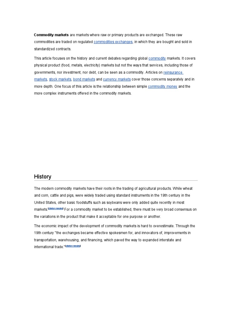 Overview of Global Commodity Markets | PDF | Commodity Markets ...