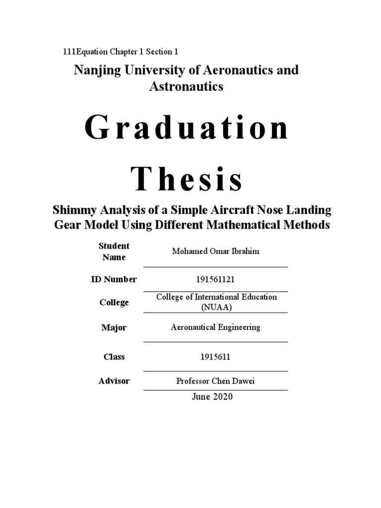 Thesis Final Version | PDF | Landing Gear | Flight Dynamics (Fixed Wing Aircraft)