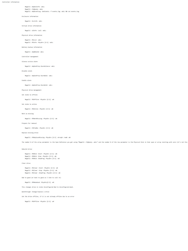 Megacli Command Guide GitHub PDF | PDF | Digital Technology | Computer ...