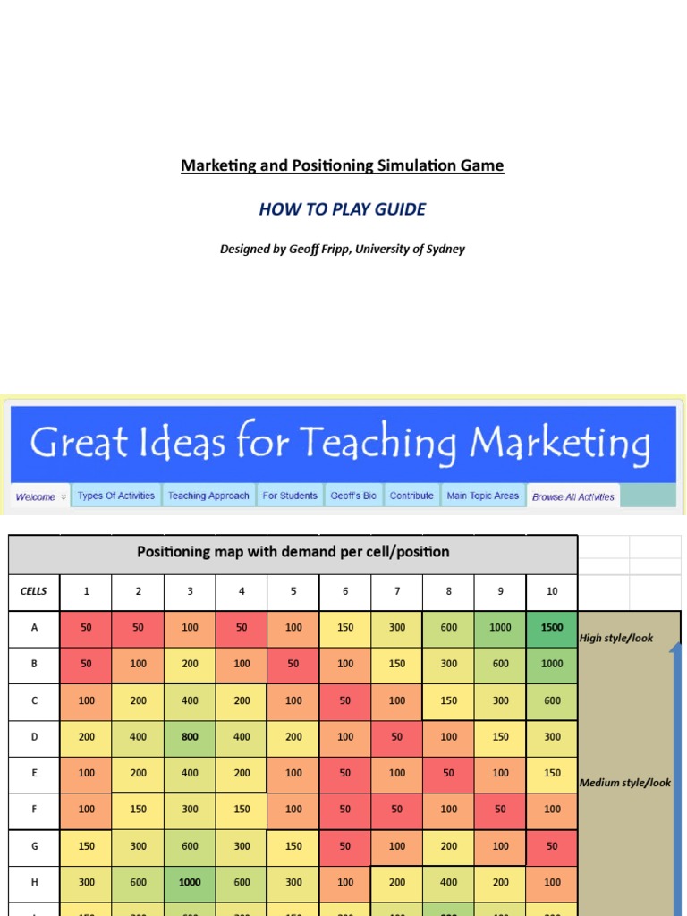 Marketing Simulation Game Guide | PDF | Profit (Economics) | Cost