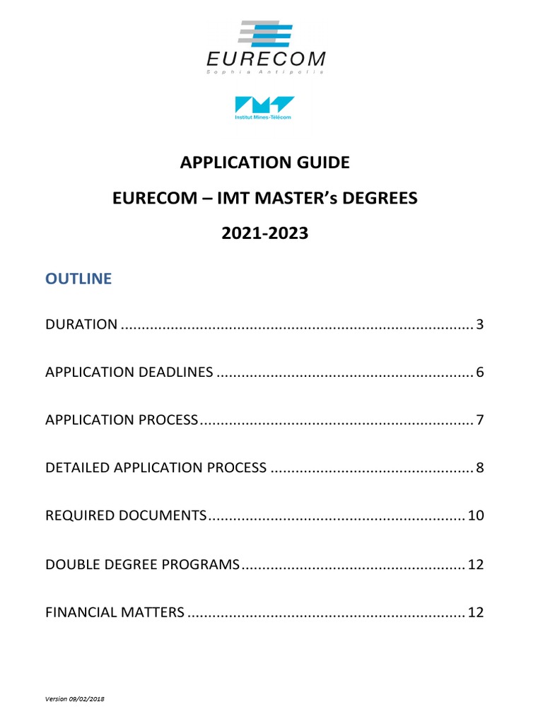 2021 2023 Application Guide To Master Eurecom | PDF | Academic Degree | Master's Degree