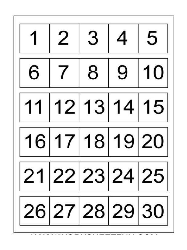 Numeros Del 1-30 | PDF