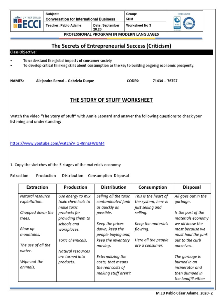 The Story of The Stuff-Activity | PDF | Incineration | Recycling