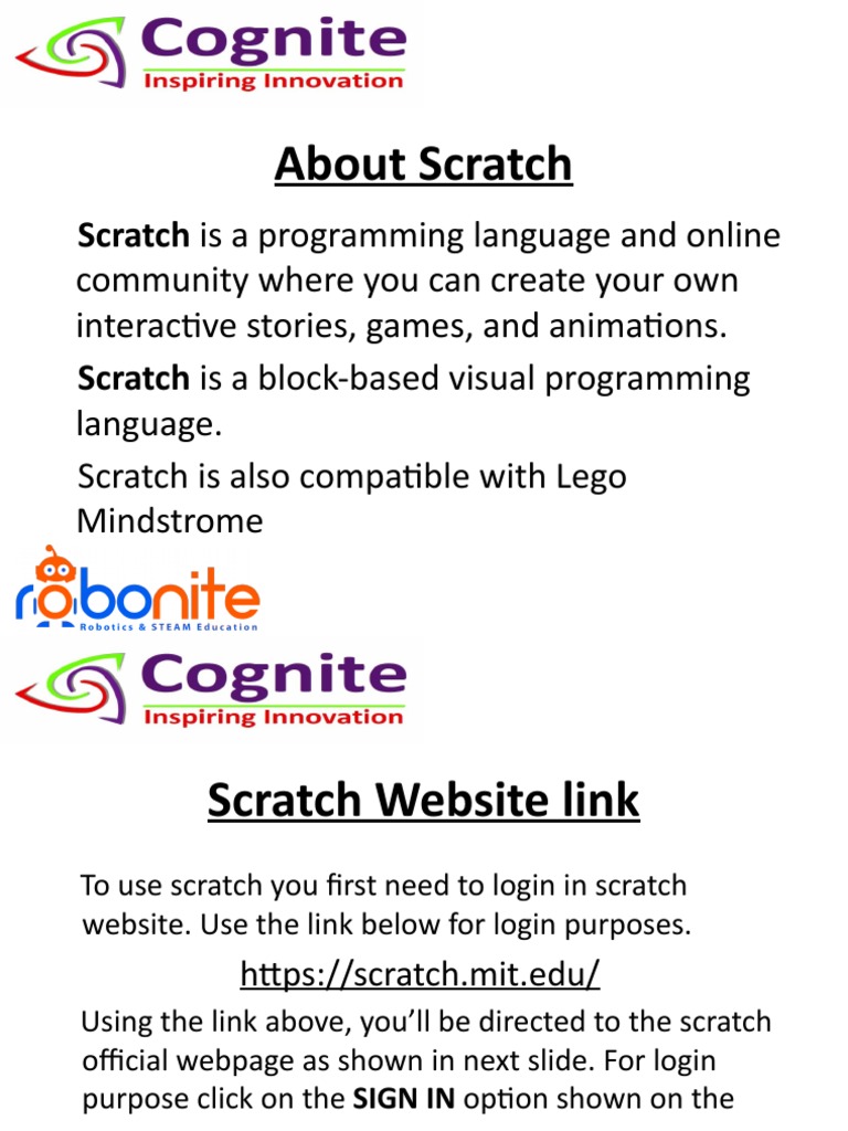 Scratch Login Steps | PDF