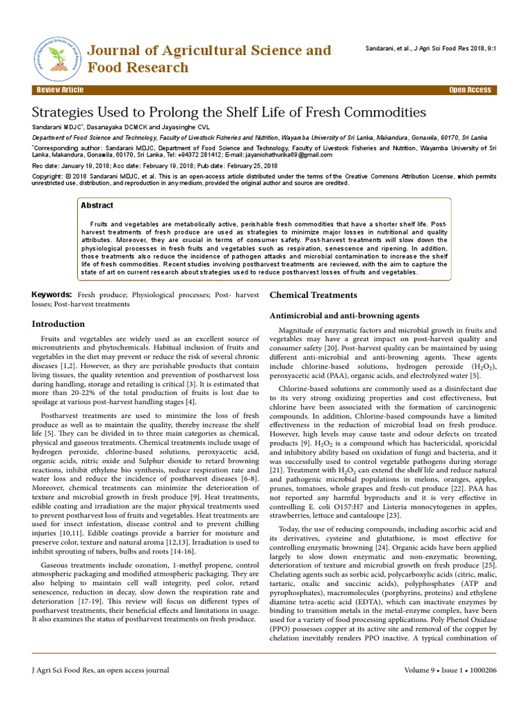 Strategies Used To Prolong The Shelf Life of Fresh Commodities | PDF ...