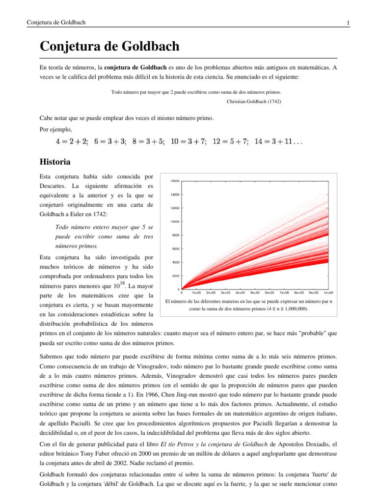 Conjetura de Goldbach | PDF | Número primo | Enseñanza de matemática