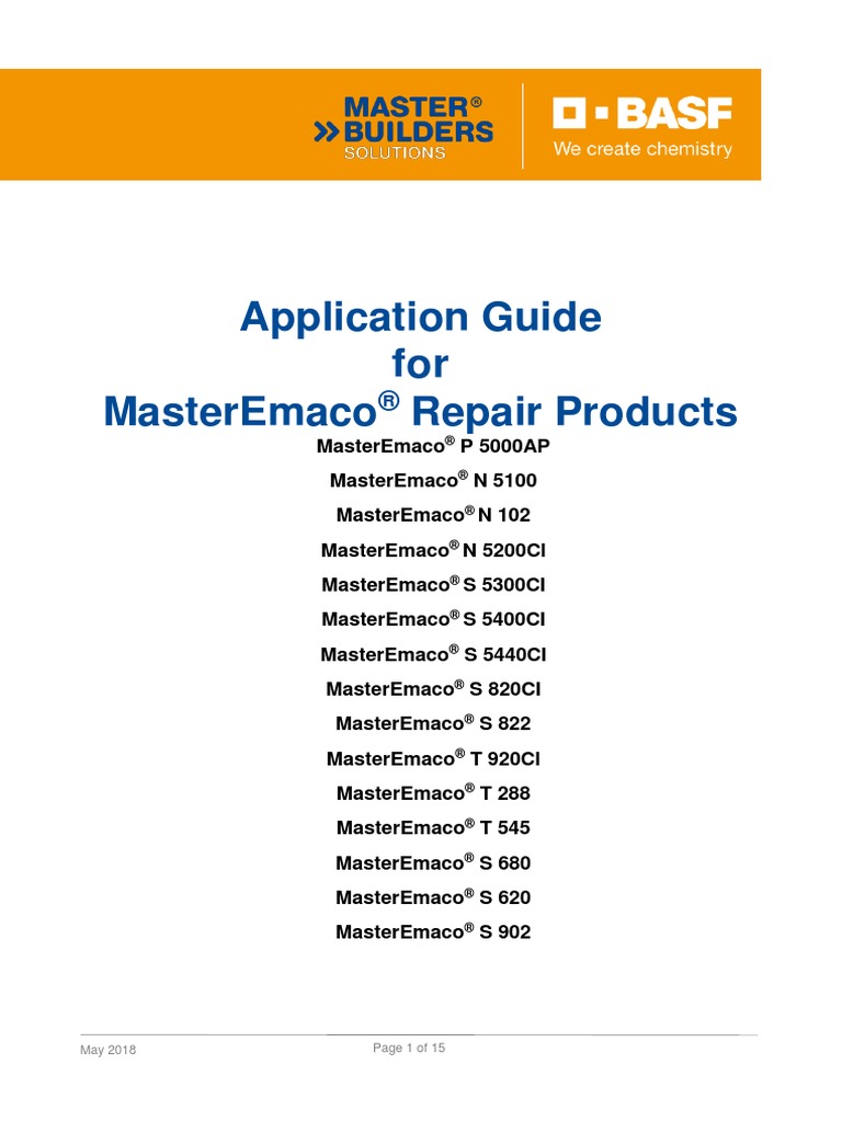 Basf Masteremaco Application Guide | PDF | Corrosion | Concrete