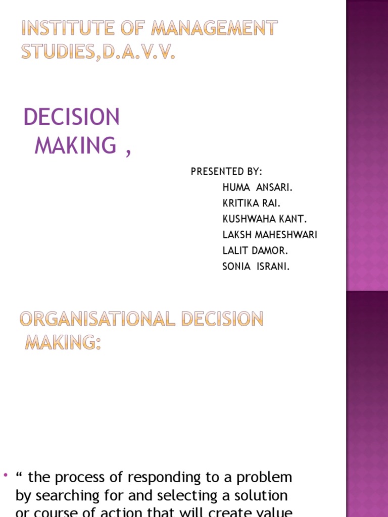 Decision Making Proccess. | PDF | Decision Making | Techniques