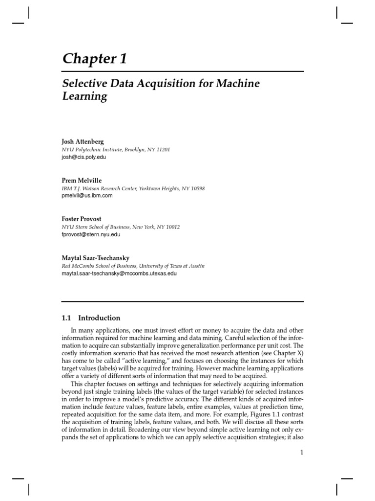 Selective Data Acquisition For Machine Learning: Josh Attenberg | PDF ...