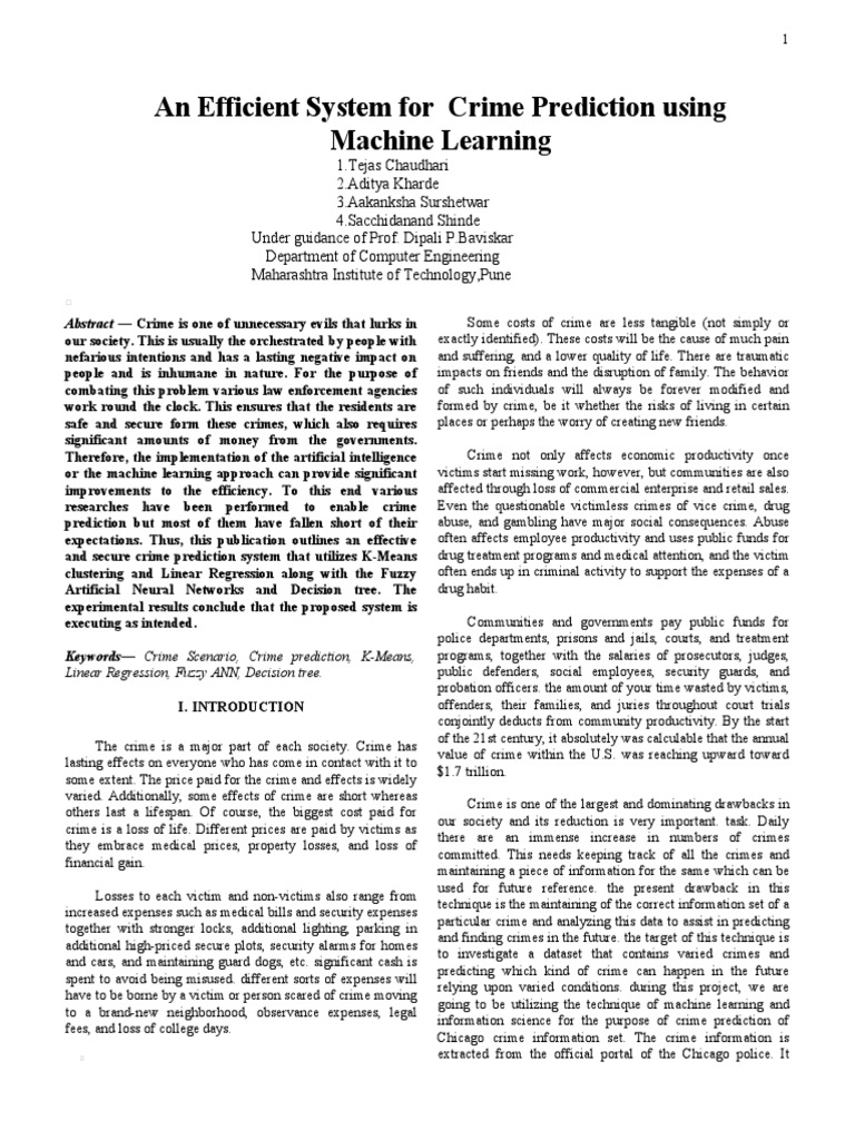 Crime Prediction Using Machine Learning | PDF
