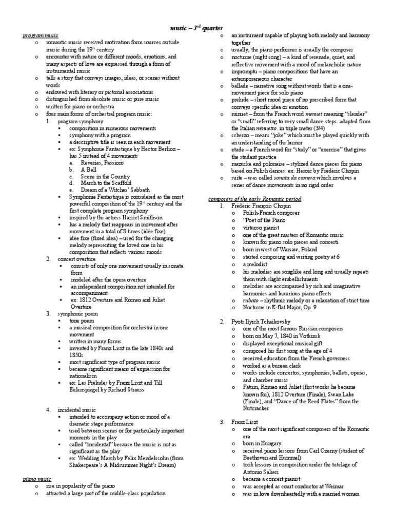 An Overview of Program Music and Its Development in the Romantic Period ...