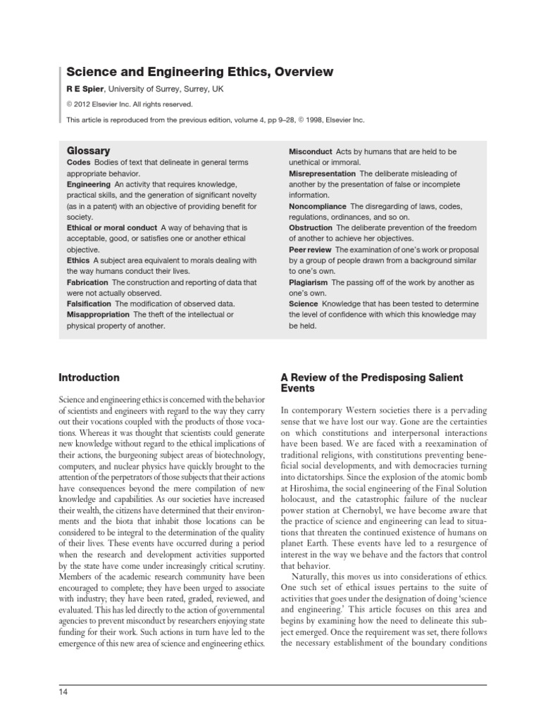Science and Engineering Ethics, Overview | PDF | Science | Hypothesis