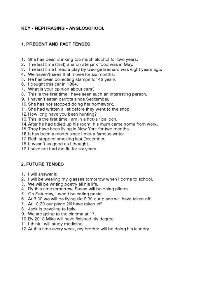 Rephrasing Future Tenses Guide | PDF