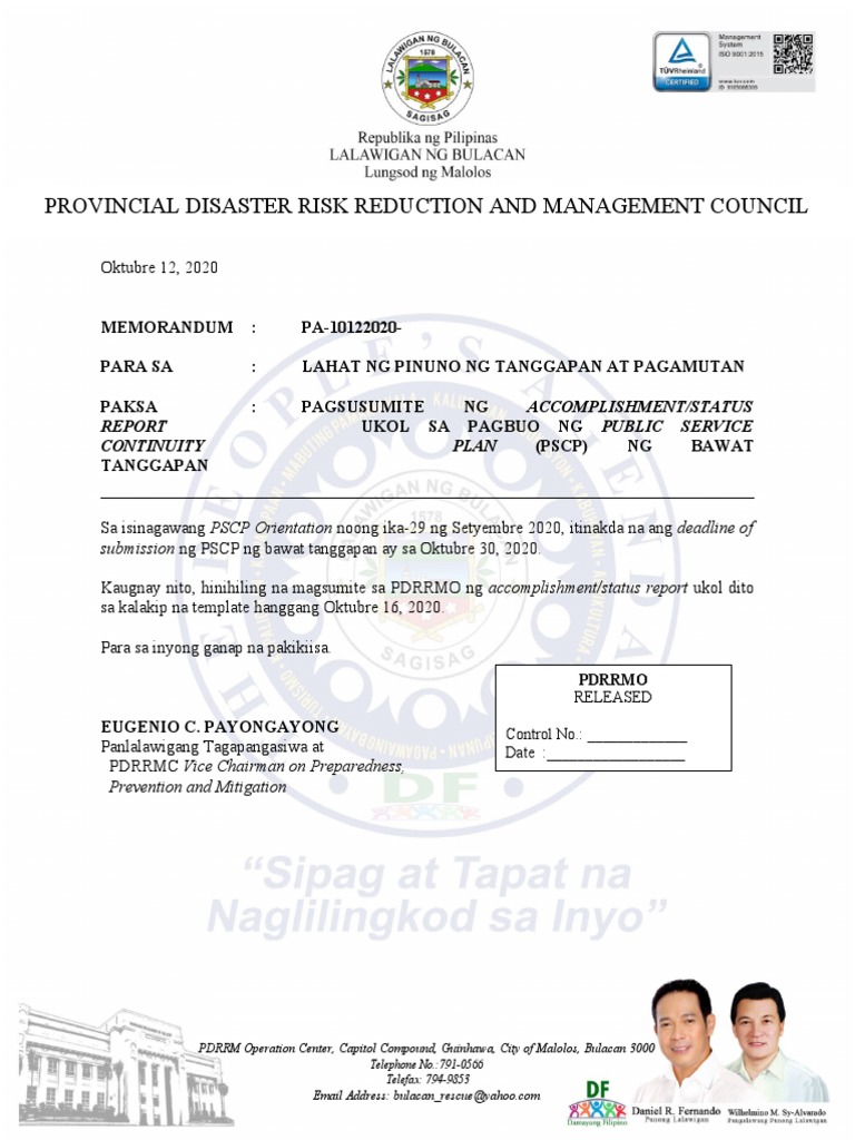 PSCP - Letter To PGB (Accomplishment) | PDF