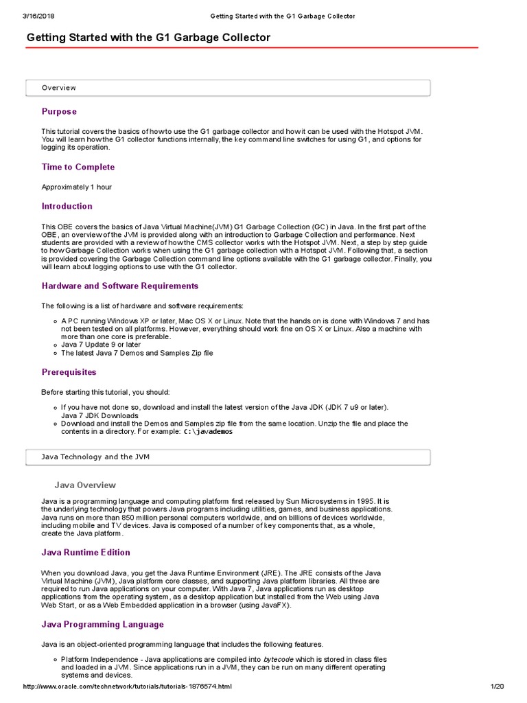 Getting Started With The G1 Garbage Collector | PDF | Java Virtual ...