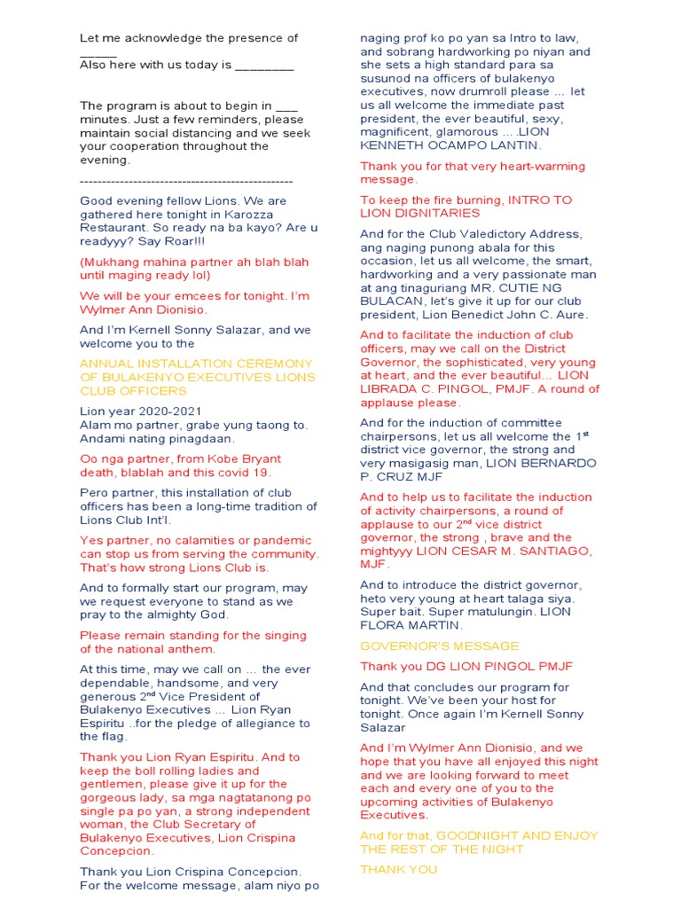 Annual Installation Ceremony of Bulakenyo Executives Lions Club ...