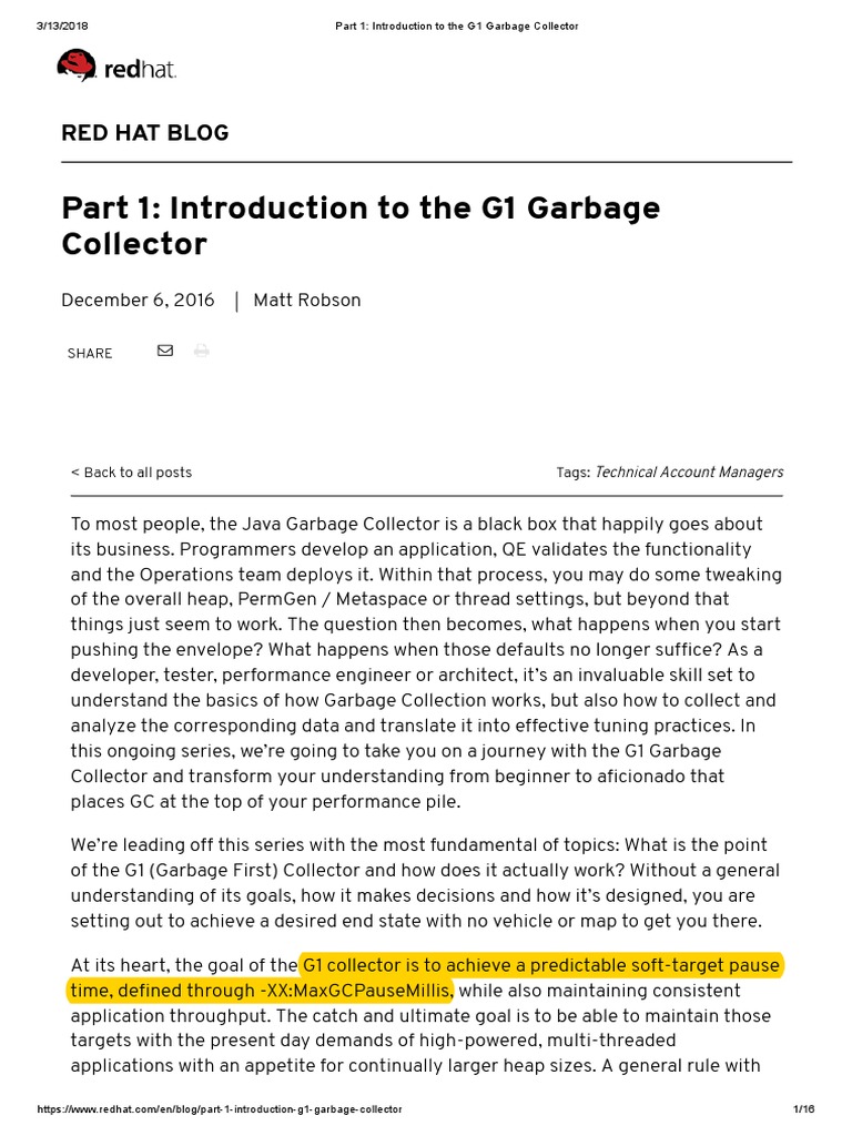 Part 1 - Introduction To The G1 Garbage Collector PDF | PDF | Computer ...
