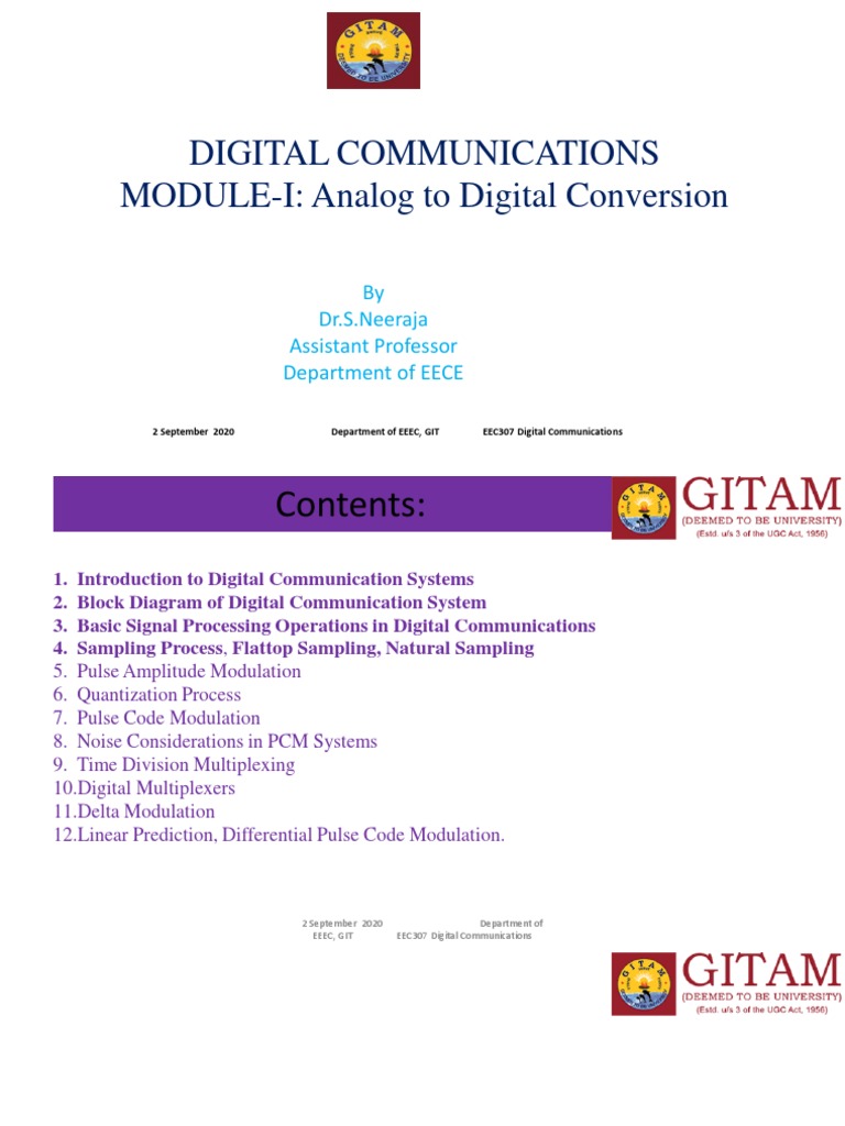 Digital Communications MODULE-I: Analog To Digital Conversion | PDF ...