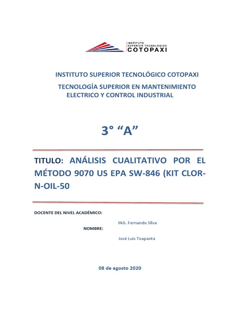 Método 9070 US EPA SW-846, (Kit CLOR-N-OIL-50 | PDF | Bifenilo ...