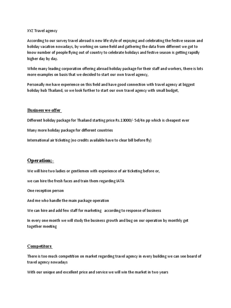 XYZ Travel Agency | PDF