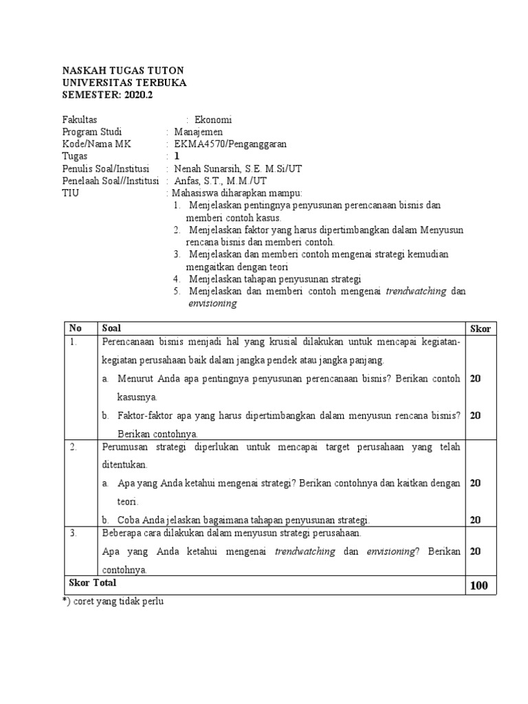 Analisis Perencanaan Bisnis UT | PDF