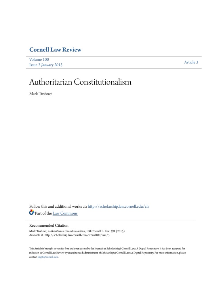 Authoritarian Constitutionalism Explained | PDF | Authoritarianism | Policy