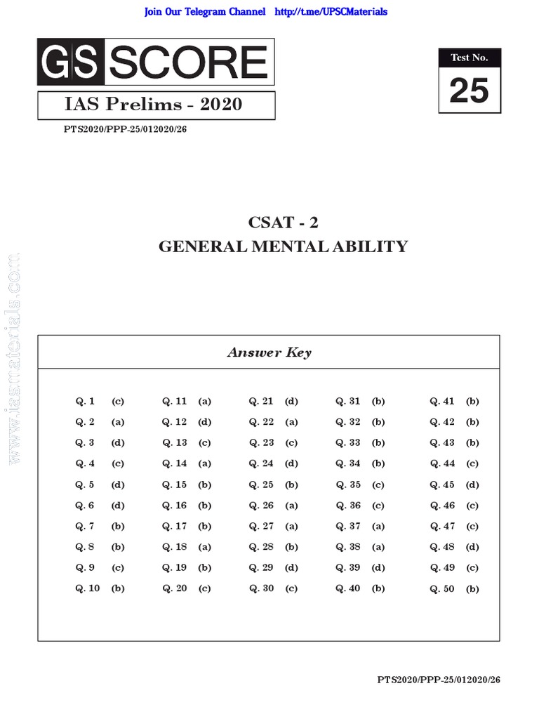 Gs Score: IAS Prelims - 2020 | PDF | Teaching Mathematics | Business
