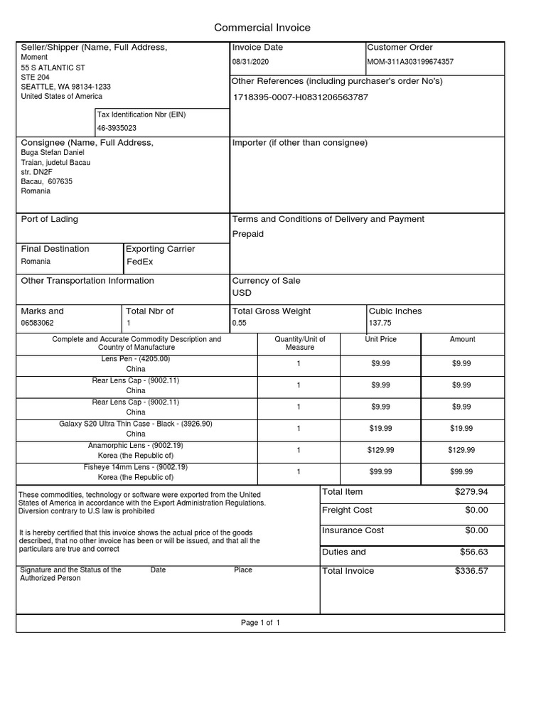 CommercialInvoice Preview 23 | PDF | Cargo | Consignee