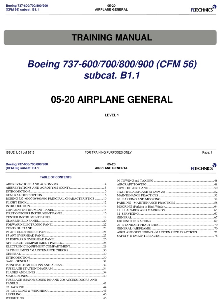B1.1 Boeing 737-600 - 700 - 800 - 900 (CFM 56) 05-20 Airplane General ...